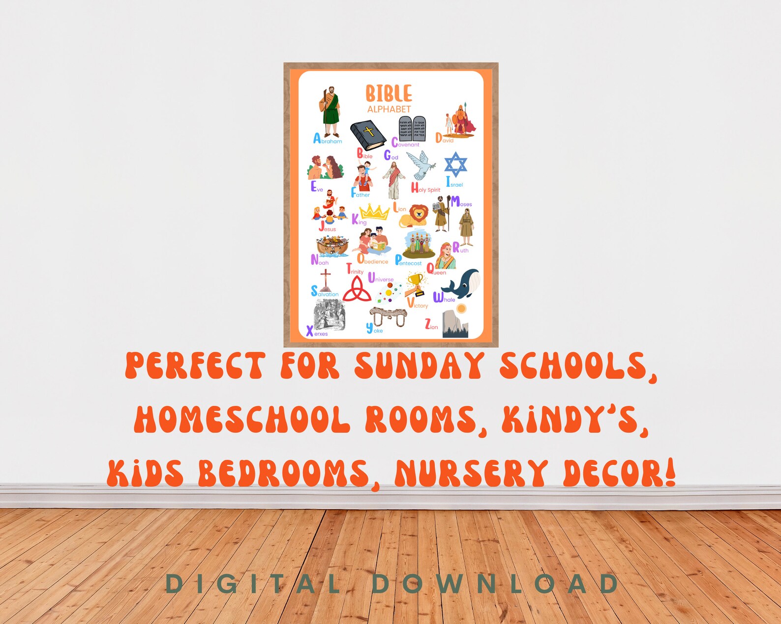 Alphabet Poster, Bible Stories Alphabet Poster, Christian Homeschool ...