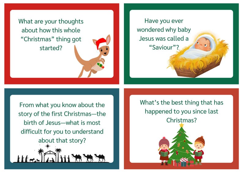 Christmas Conversation Cards- Christian, Evangelism Festive Family ...