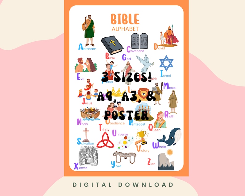 Alphabet Poster, Bible Stories Alphabet Poster, Christian Homeschool ...