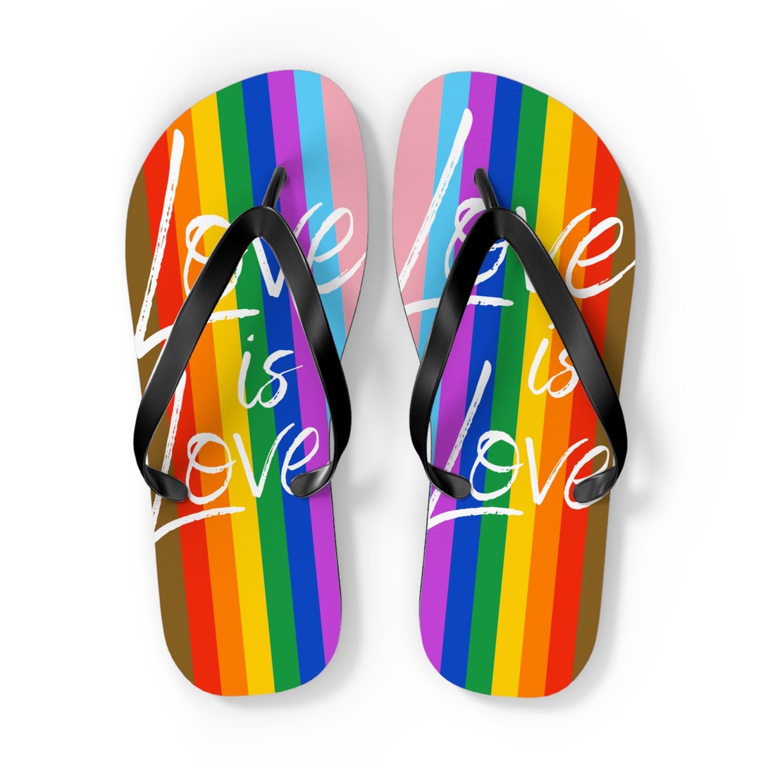Pride Rainbow Flip Flops Love is Love - Etsy