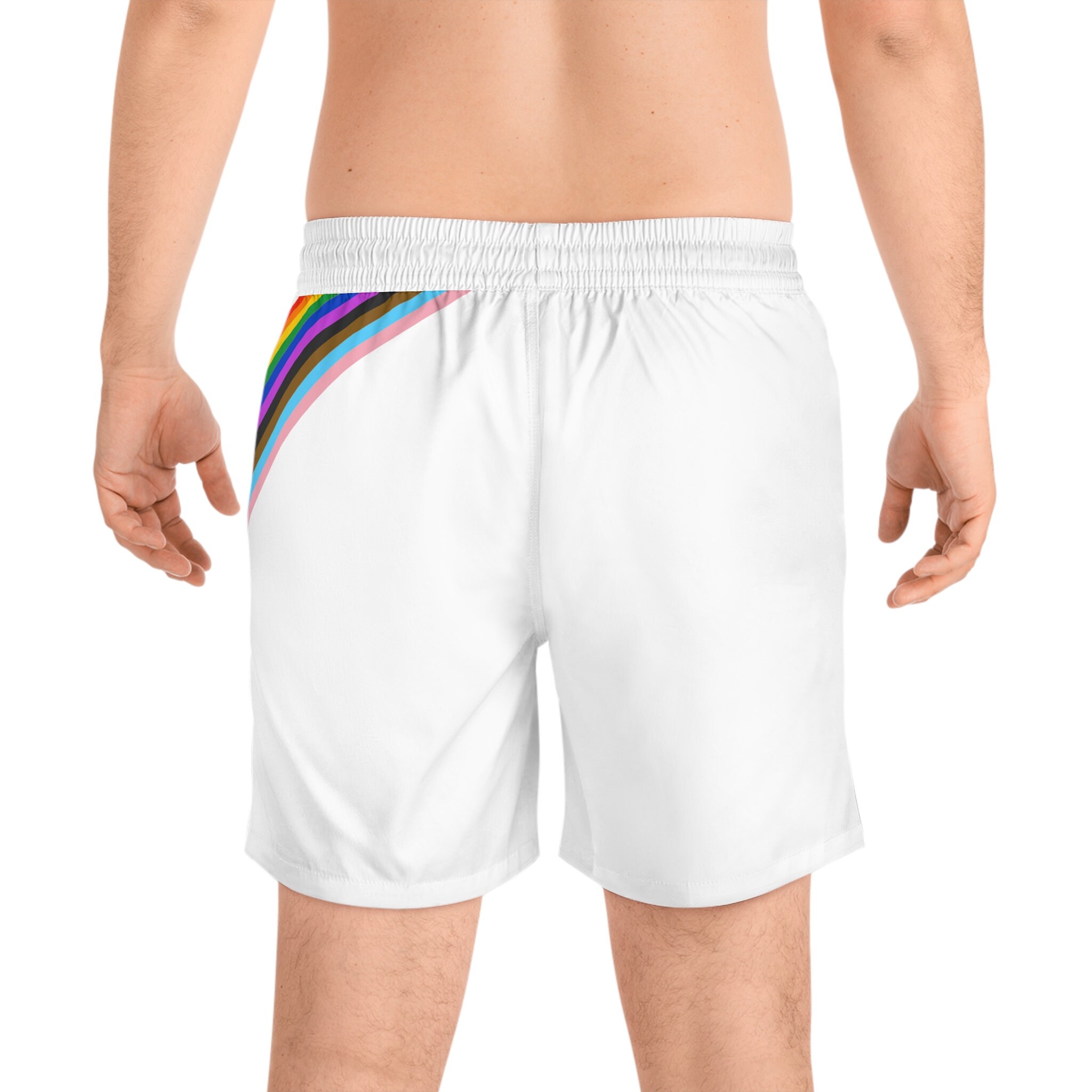 Vintage Rainbow Pride Swimsuit | Men's White Mid-length Swim Shorts - Etsy