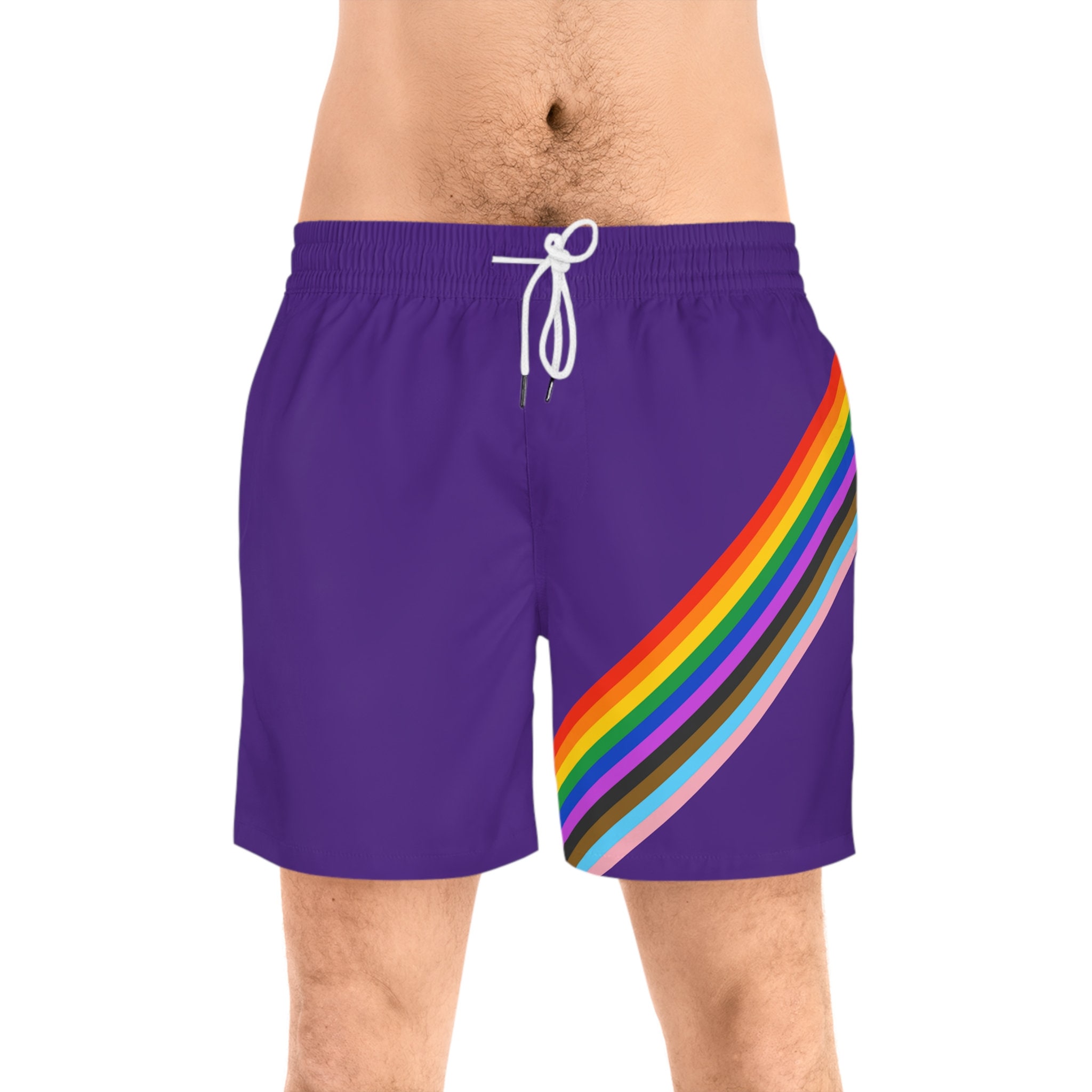 Vintage Rainbow Pride Swimsuit | Men's Purple Mid-length Swim Shorts - Etsy