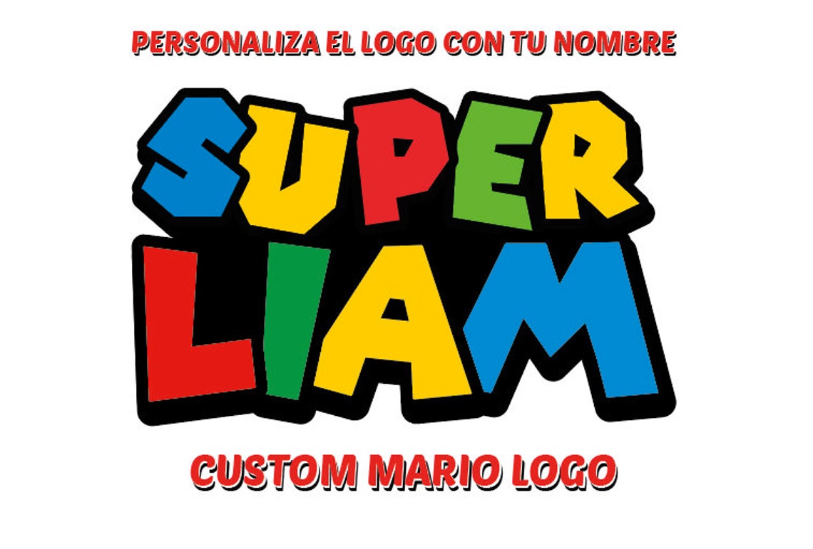 Custom Mario Logo With Name, Digital Mario Birthday Party Logo, Name ...