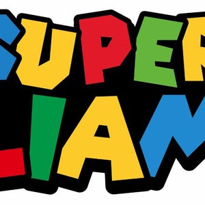 Custom Mario Logo With Name, Digital Mario Birthday Party Logo, Super ...