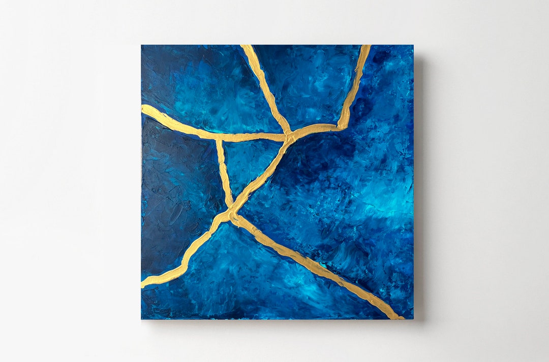Kintsugi. Acrylic Abstract Painting on Canvas Board, 40x40 Cm - Etsy