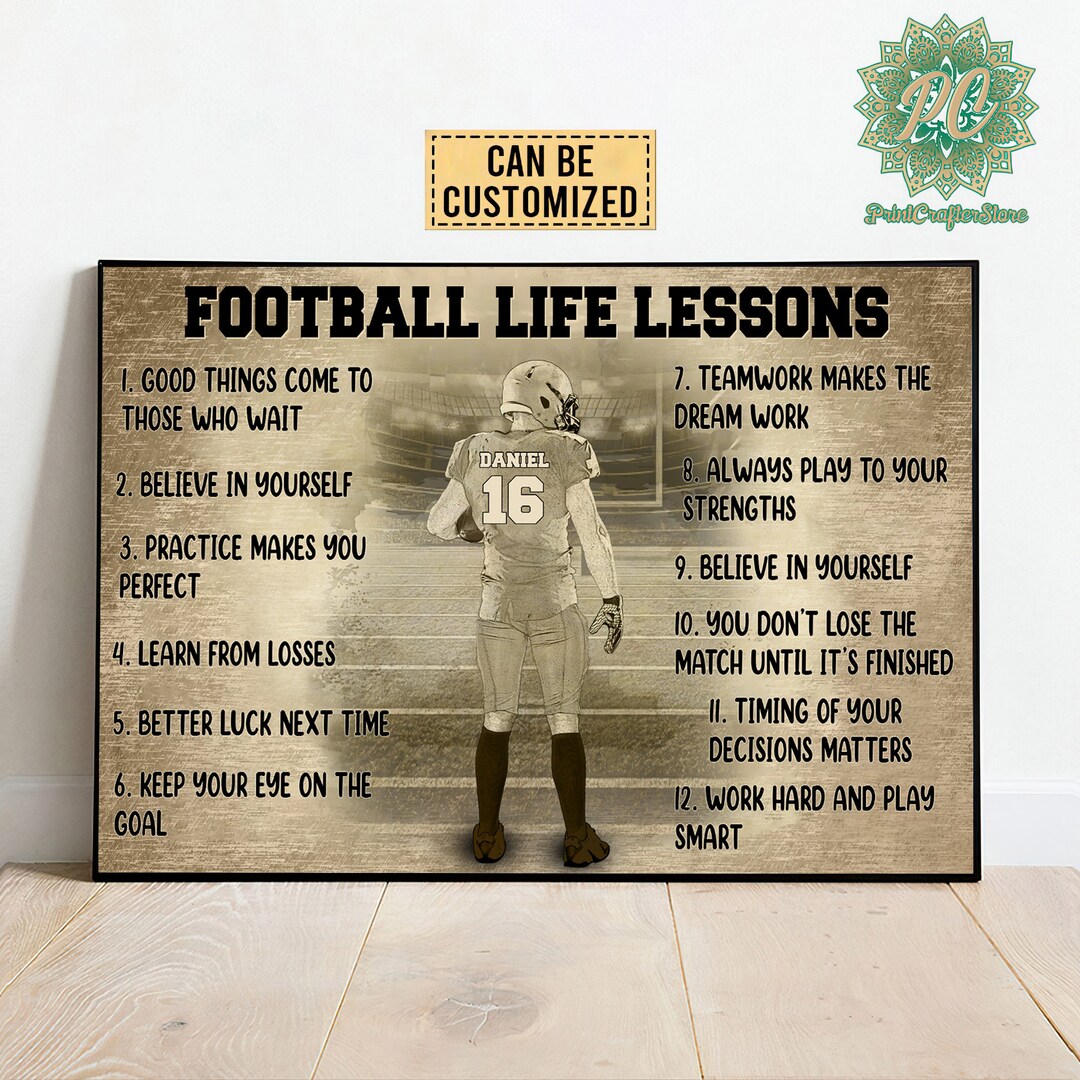 Football Life Lessons Poster/canvas Custom Name & Jersey - Etsy