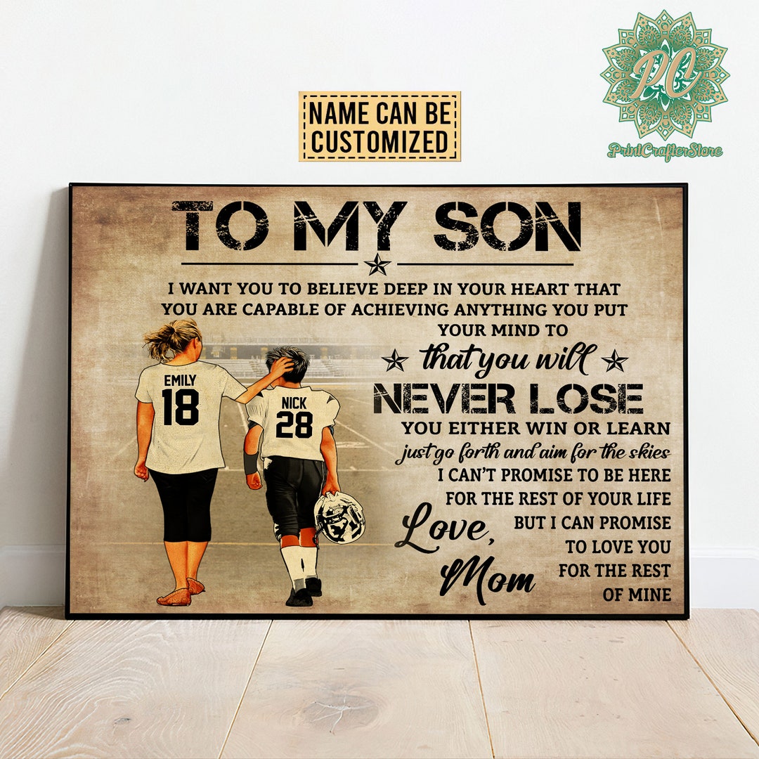 Personalized Football to My Son Poster/canvas, Custom Name Mom & Son ...