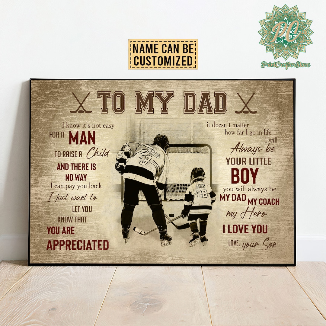 Personalized Hockey to My Dad Poster/canvas, Custom Name Dad and Son ...