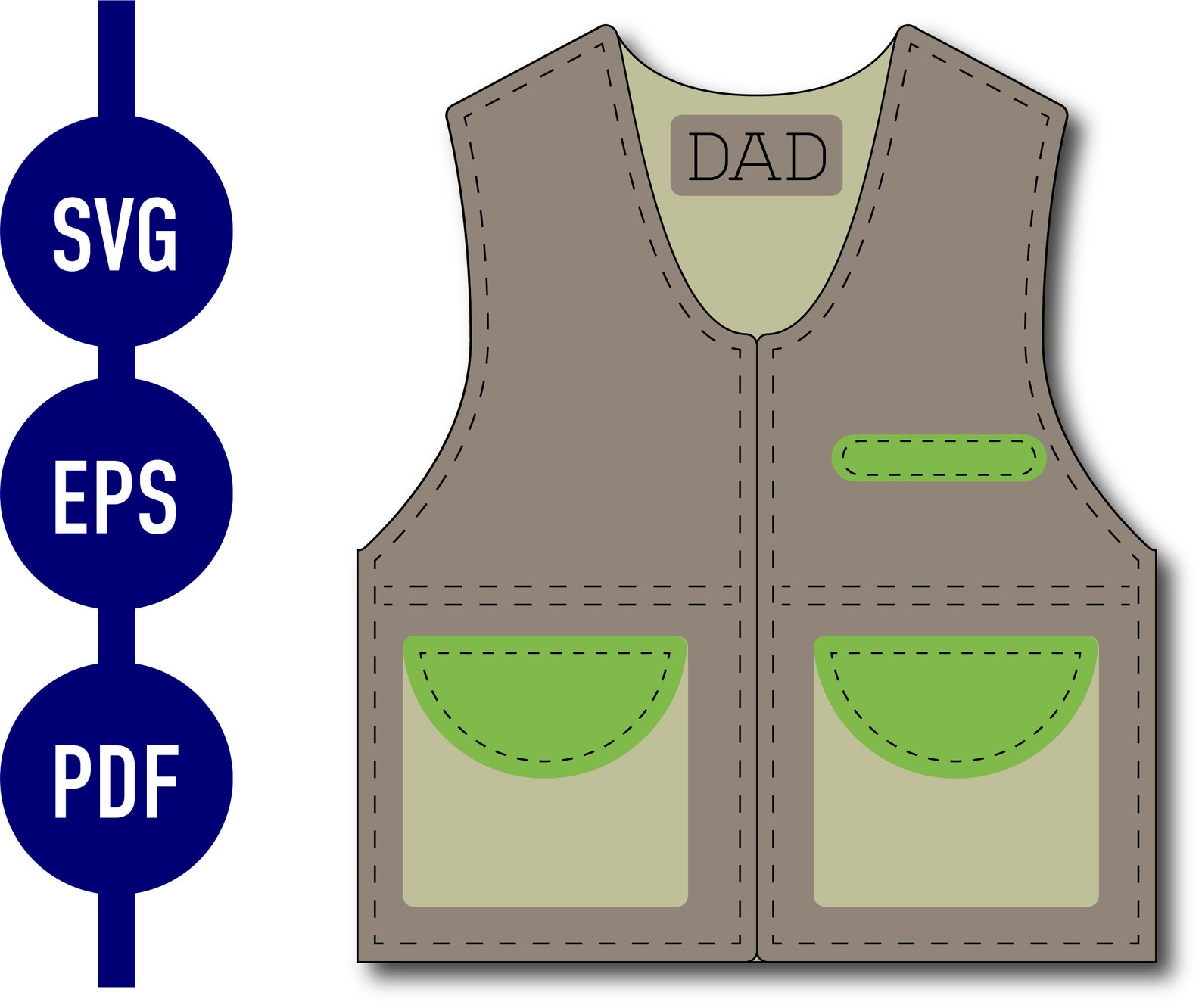 Fishing Vest Card - SVG Template - Etsy
