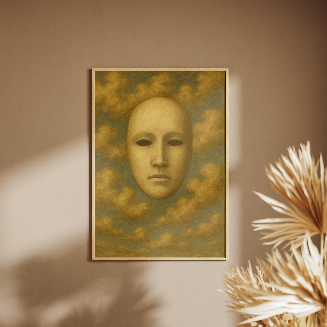The Silent Witness – Dreamlike Wall Art Print of a Floating Mask in the ...