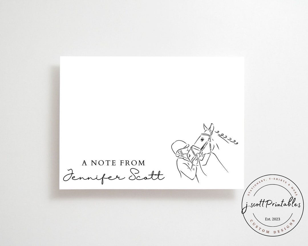 Custom Horse and Rider Stationery, a Note From Personalized Notecards ...