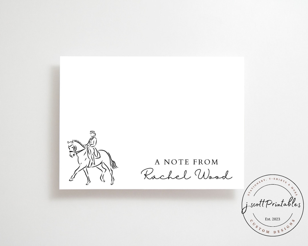 Custom Horse Dressage Stationery, a Note From Personalized Notecards ...