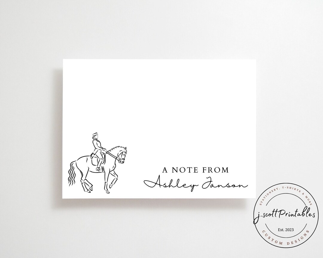 Custom Dressage Horse Stationery, a Note From Personalized Notecards ...