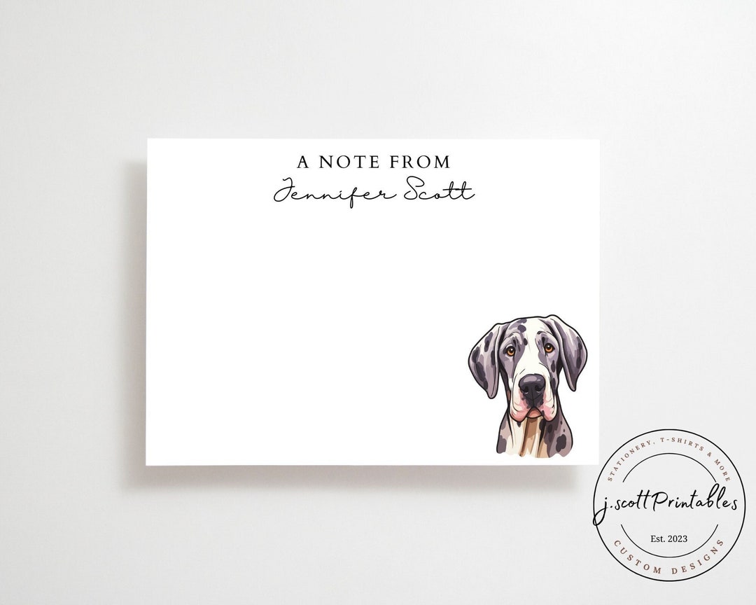 Personalized Great Dane Custom Stationery, a Note From Personalized ...
