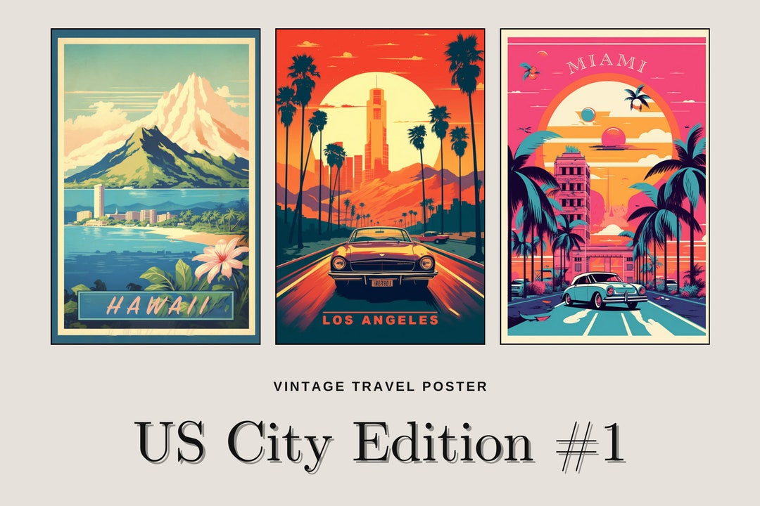 Vintage City Travel Posters - US City Edition #1 - Etsy
