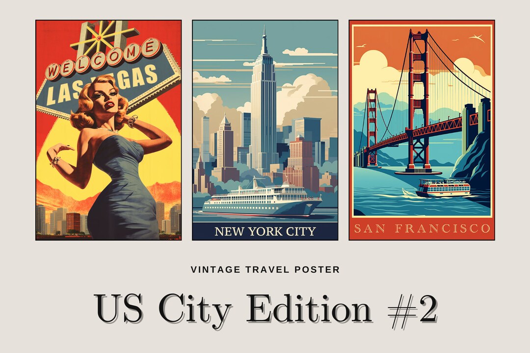 Vintage City Travel Posters - US City Edition #2 - Etsy