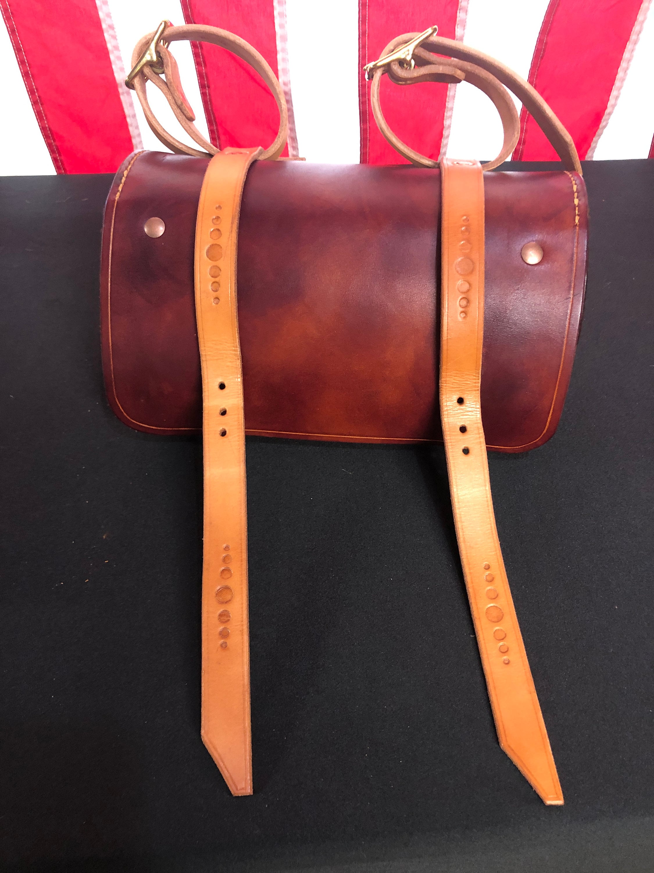 Leather Fork Bag - Sissy Bar Bag - Motorcycle Tool Bag - Vintage ...