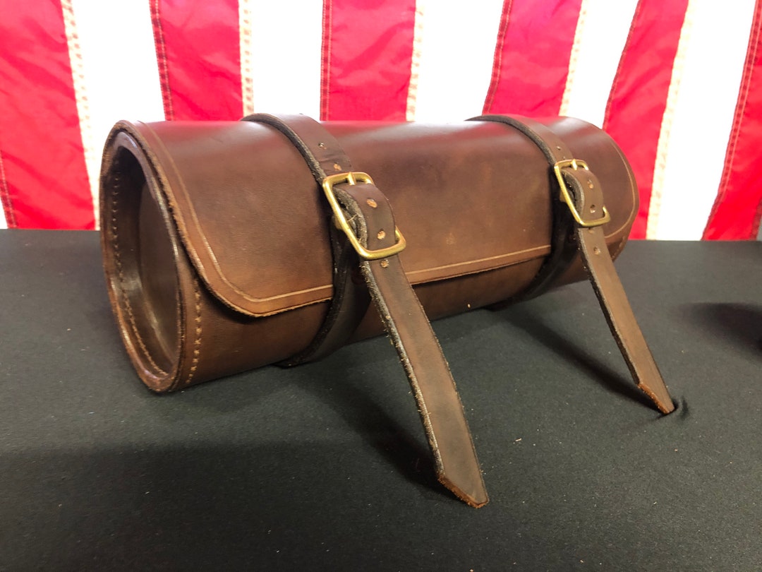 Leather Fork Bag Sissy Bar Bag Motorcycle Tool Bag 12x4 10 Oz. Leather ...