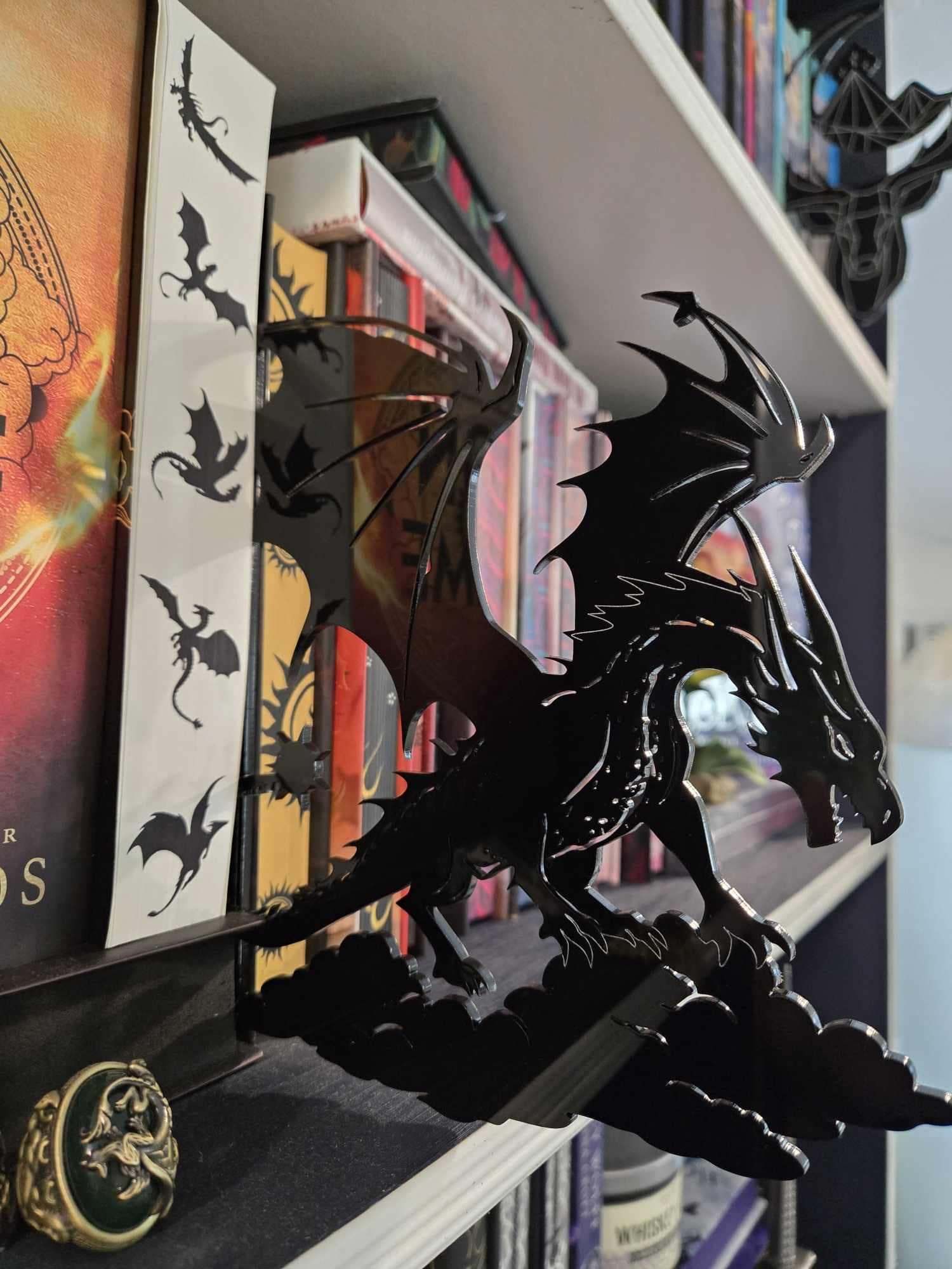 Acrylic Dragon Bookshelf Silhouette Insert | Bookish Gift | Bookshelf ...
