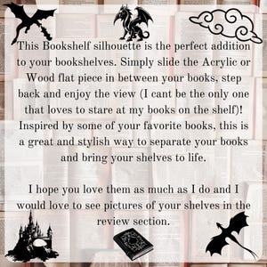 Acrylic Dragon Bookshelf Silhouette Insert | Bookish Gift | Bookshelf ...
