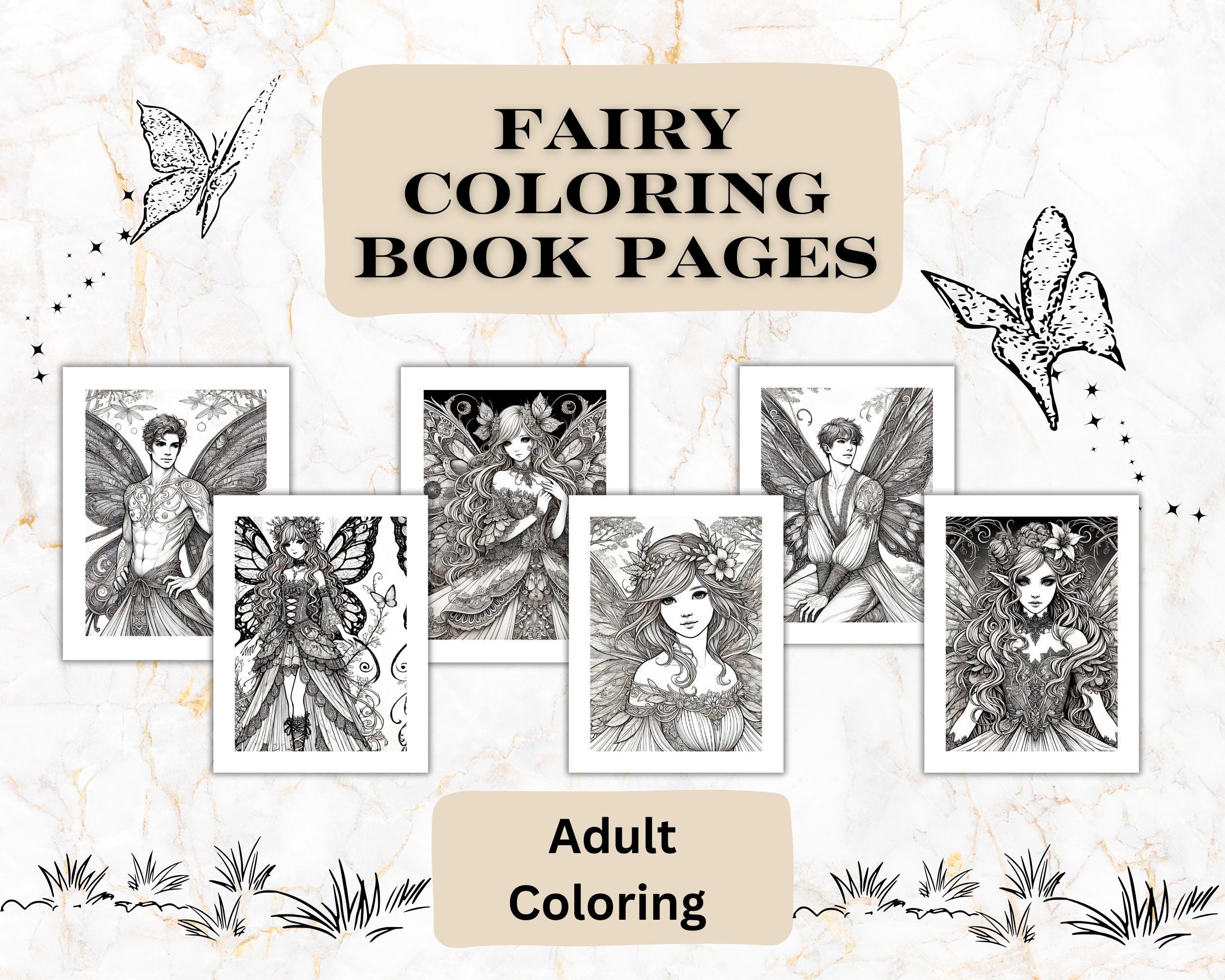 Adult Fairy Coloring Pages for Stress Relief, Fairy Coloring Book ...