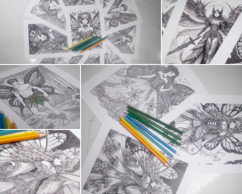 Adult Fairy Coloring Pages for Stress Relief, Fairy Coloring Book ...