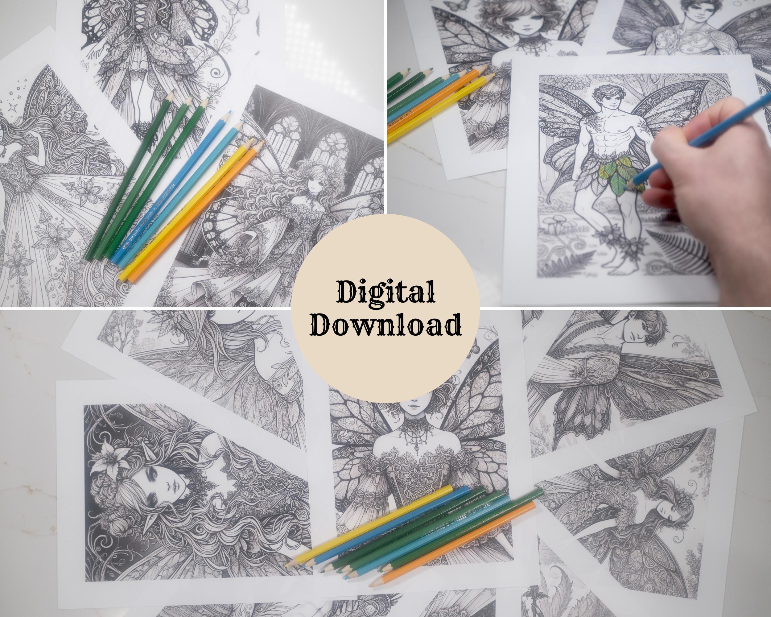 Adult Fairy Coloring Pages for Stress Relief, Fairy Coloring Book ...