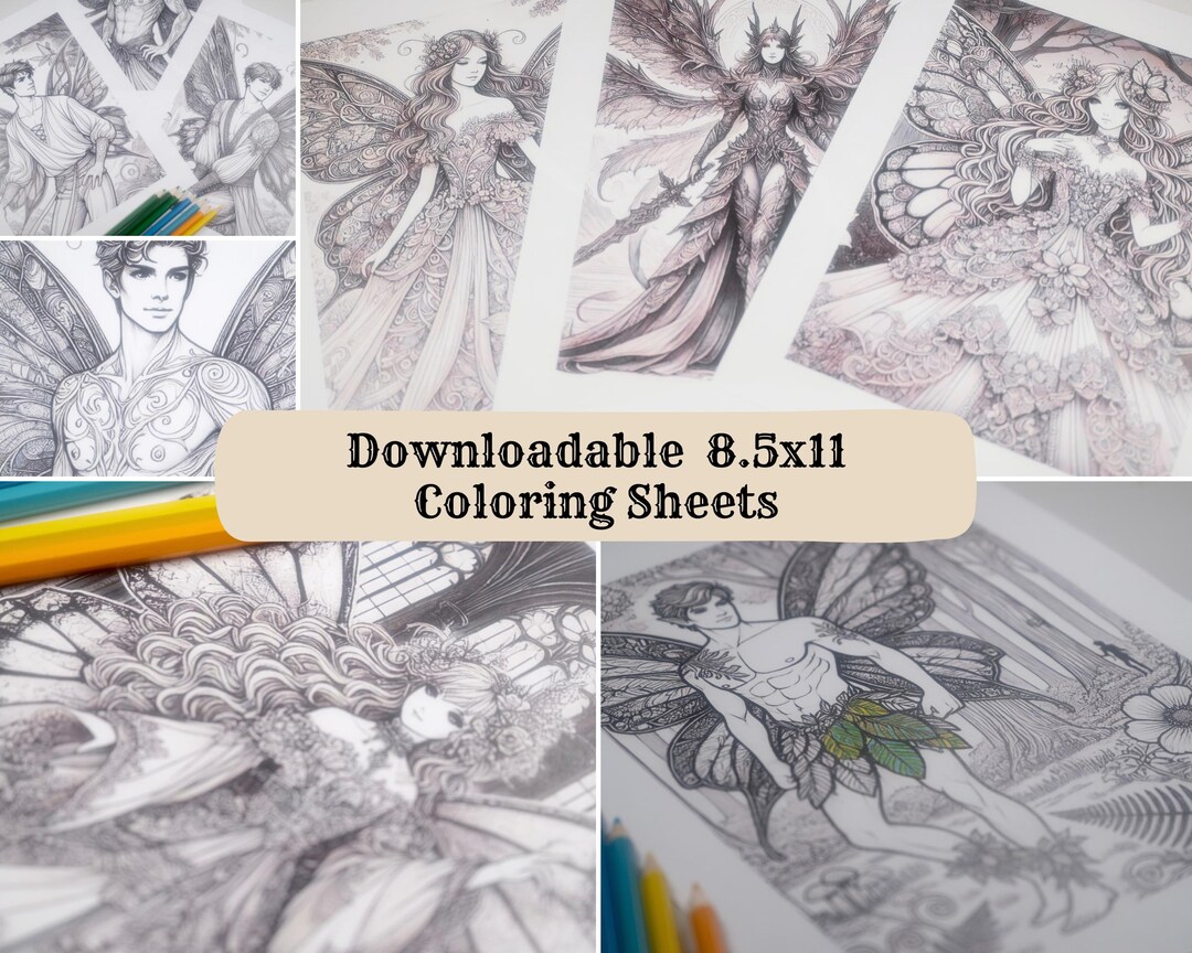 Adult Fairy Coloring Pages for Stress Relief, Fairy Coloring Book ...