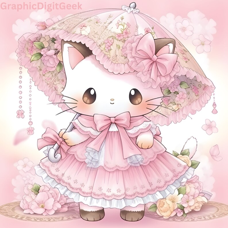 85 PNG Files. Victorian Whiskers: Baby Shower Art of an Adorable Kitty ...