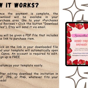 Berry First Birthday Invitation Canva Template | Strawberry Birthday ...