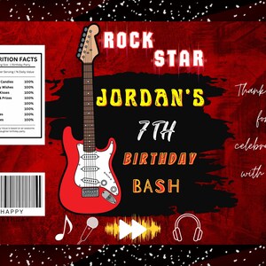 Editable Rockstar Music Chip Bag | Birthday Chip Bag Template | Party ...