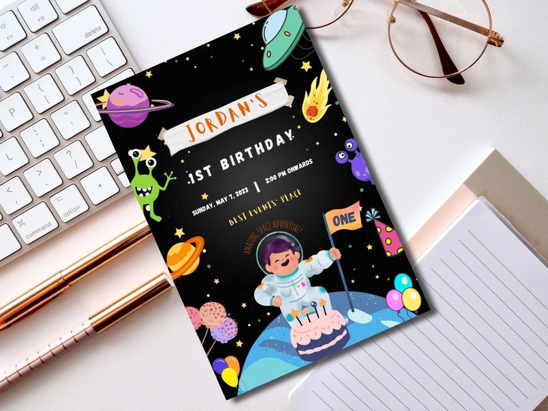 Astronaut Birthday Invitation Template | Editable Template | Instant ...