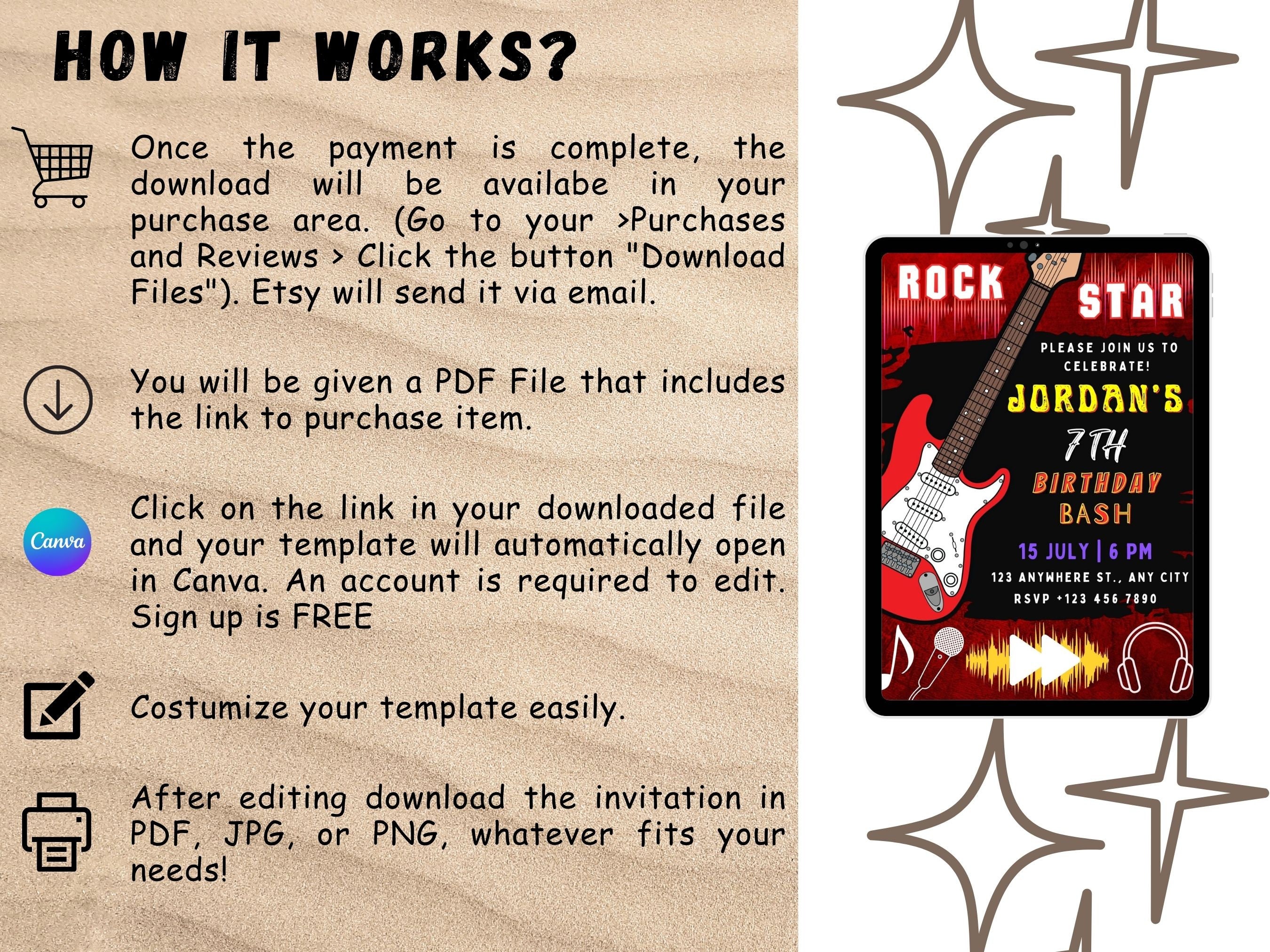 Editable Rockstar Music Birthday Invitation Birthday Invites Template ...