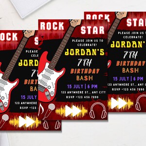 Editable Rockstar Music Birthday Invitation | Birthday Invites Template ...