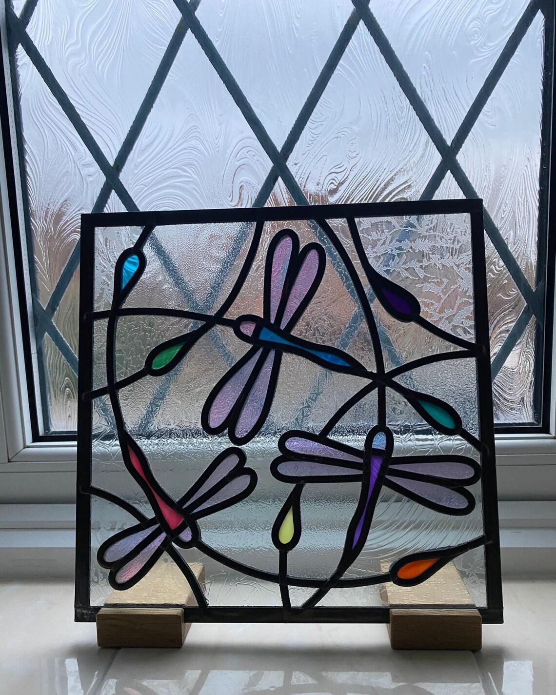 Dragonfly Suncatcher Stained With Stand - Etsy