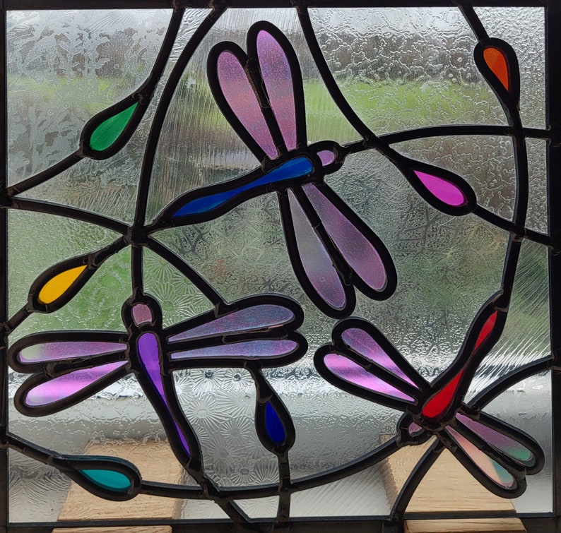 Dragonfly Suncatcher Stained With Stand - Etsy