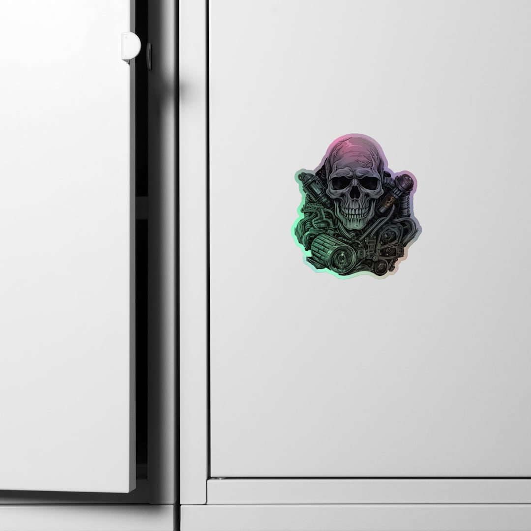 Skull Engine Parts and Gears Foil Sticker | Unique Skull Design for ...