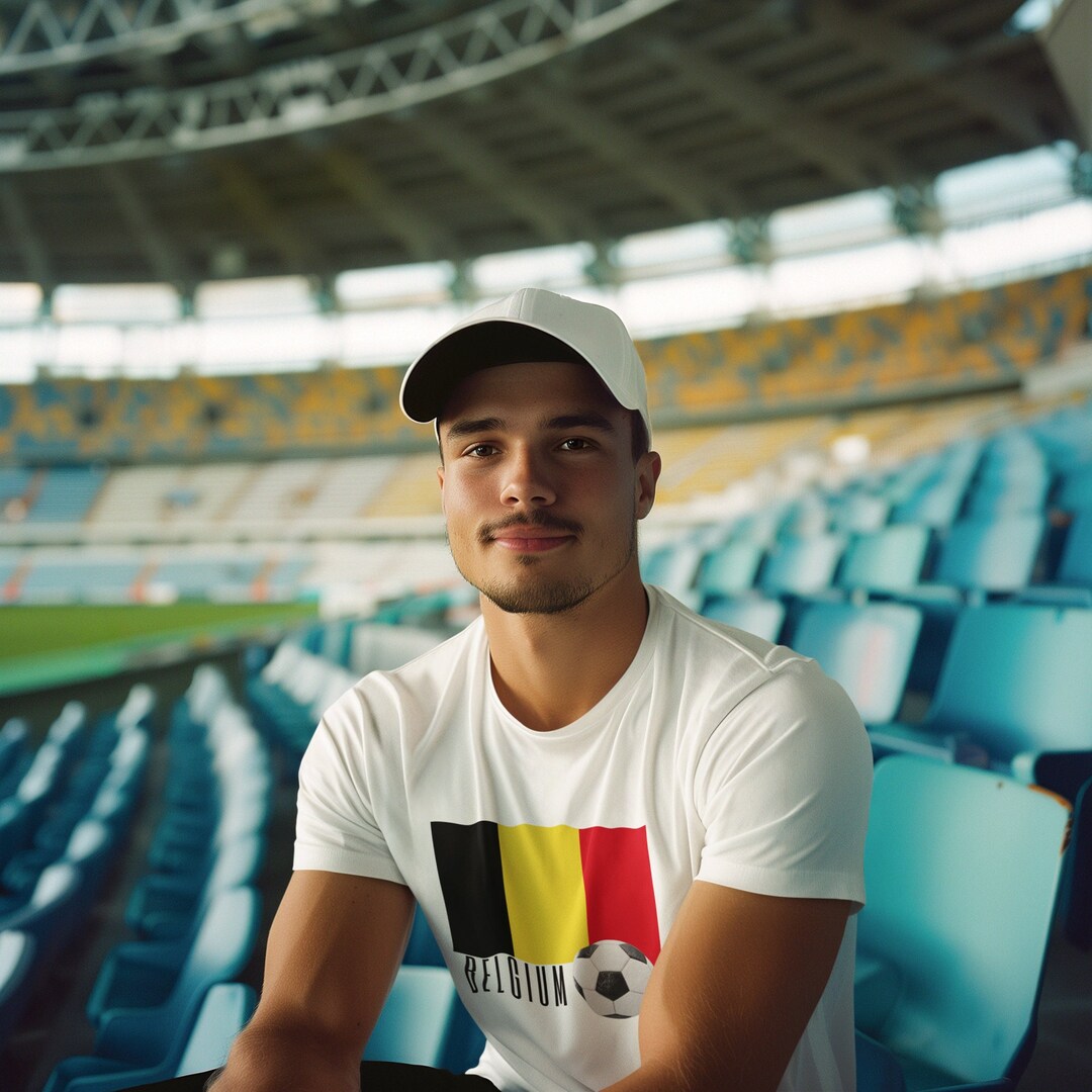 Belgische Vlag Op Een T-shirt Voor De Europa Cup-wedstrijden, Drapeau ...