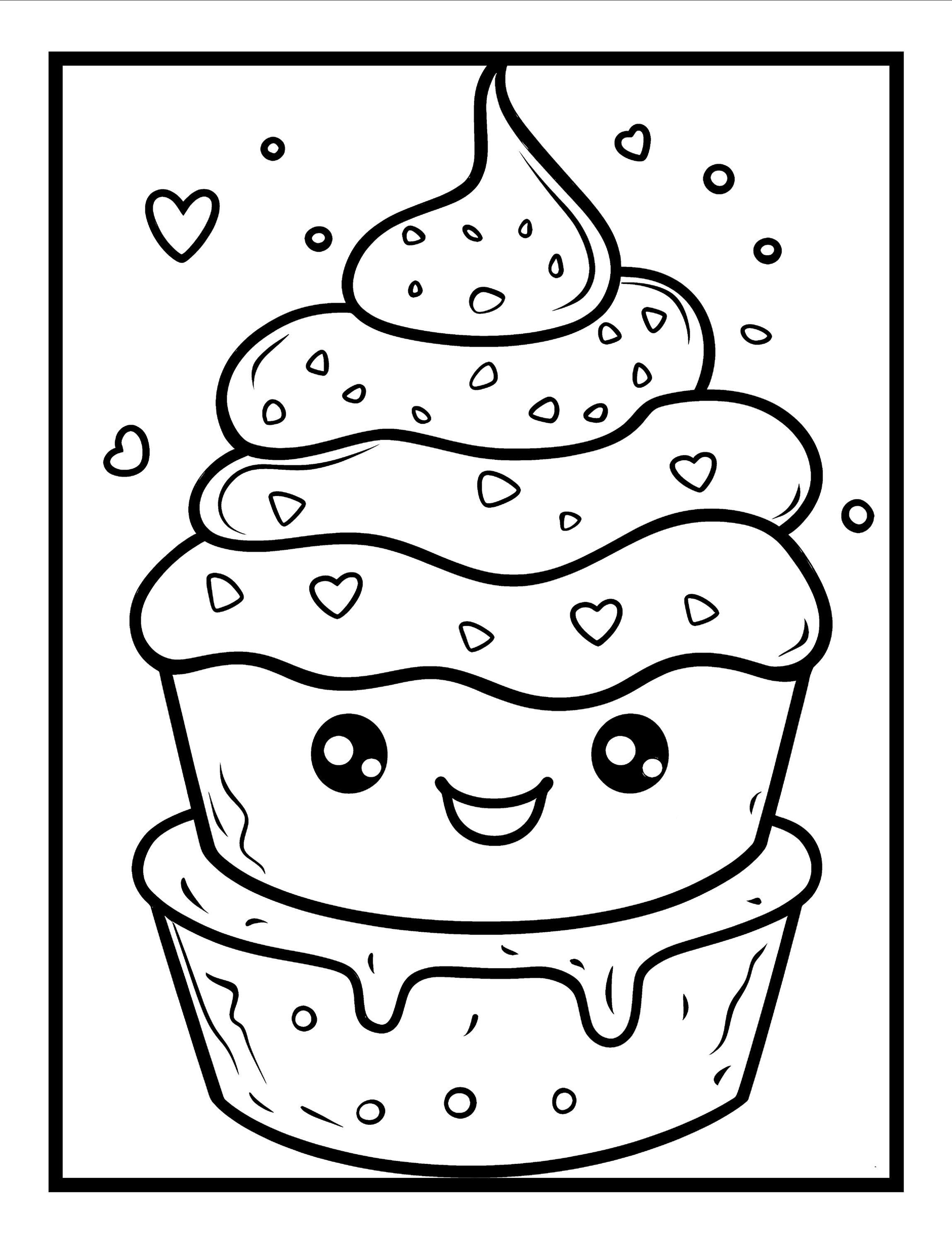 Cute Kawaii Dessert Coloring Book Digital Download Kawaii Coloring ...