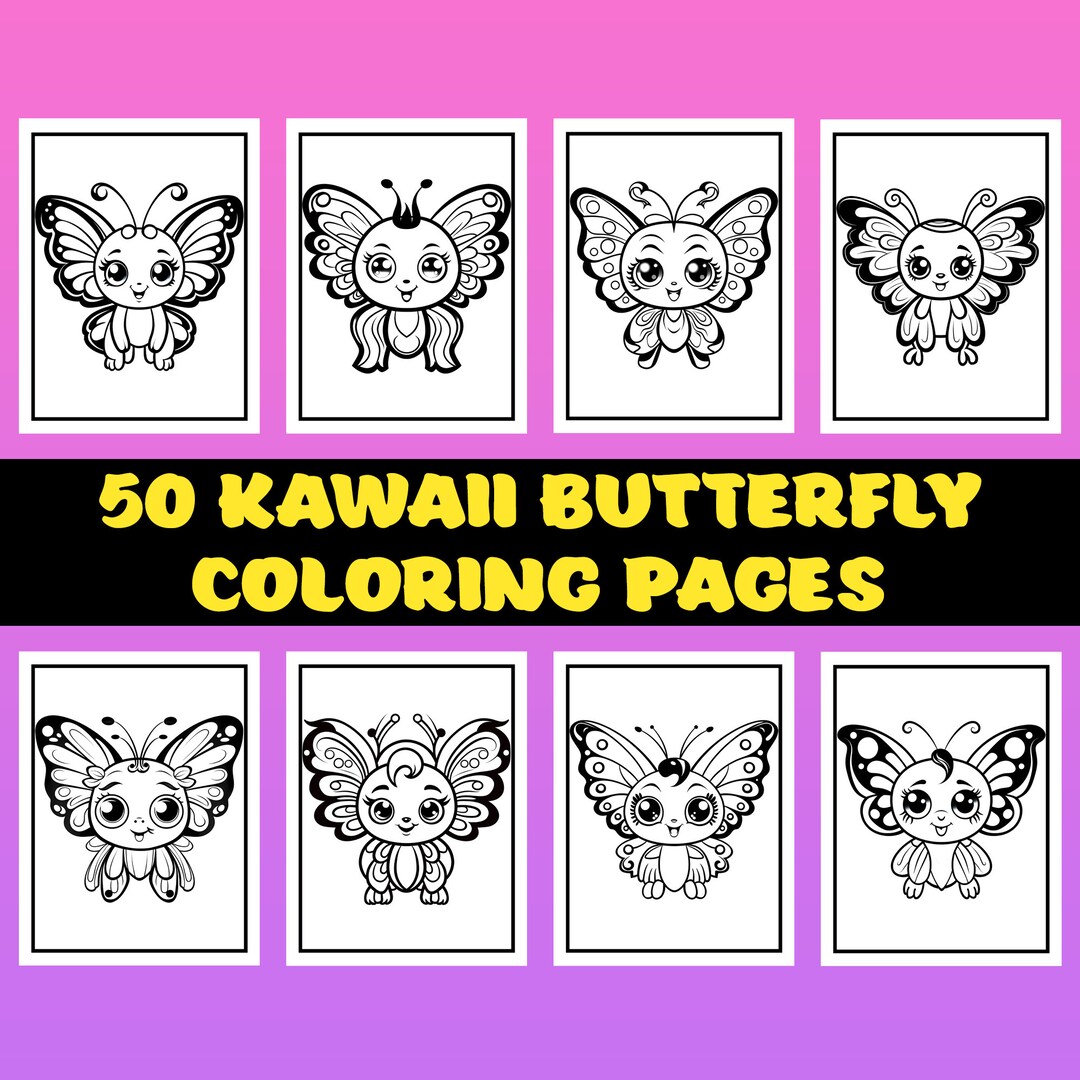 50 Kawaii Butterfly Coloring Pages Butterfly Kawaii Coloring Book ...