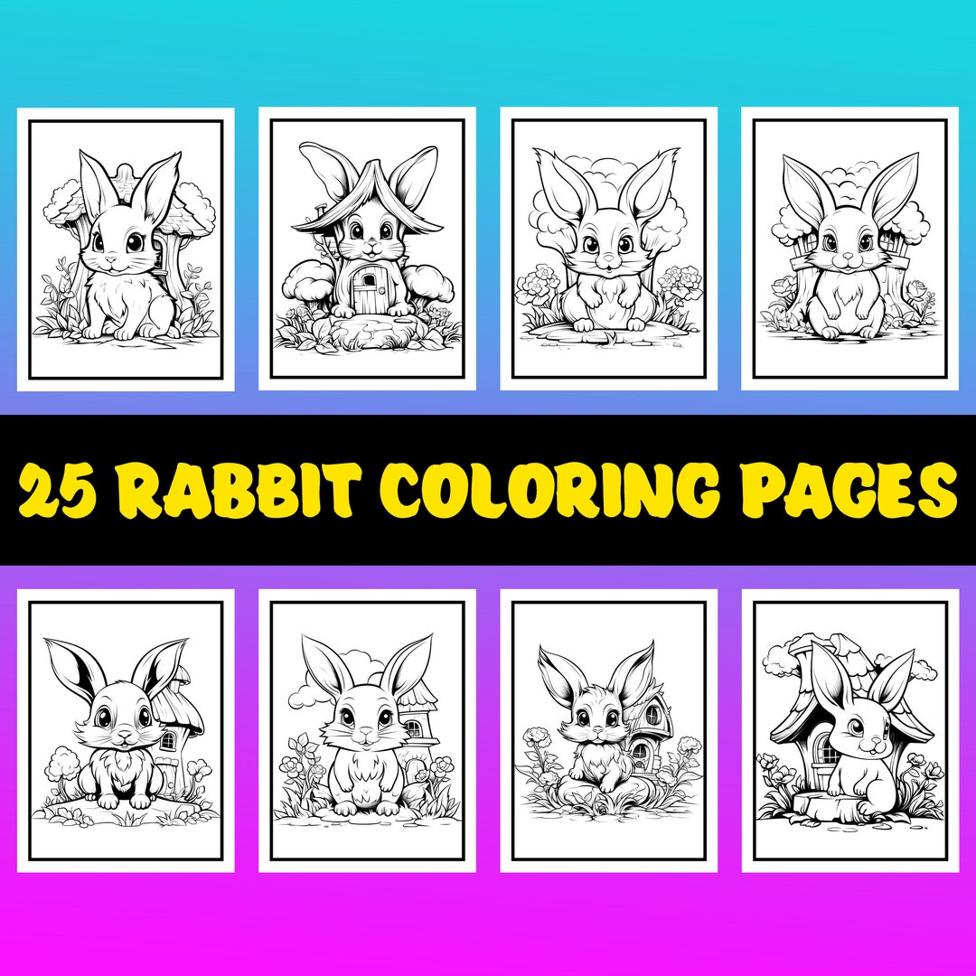 Rabbit Coloring Book Digital Download Rabbit Coloring Pages for ...