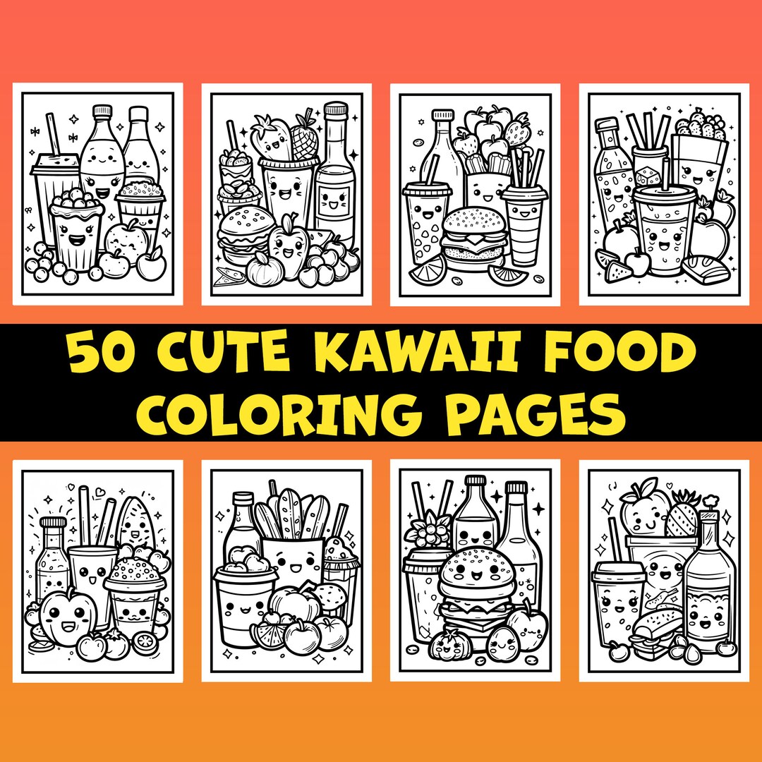 Cute Kawaii Food Coloring Book Digital Download Kawaii Coloring Pages ...