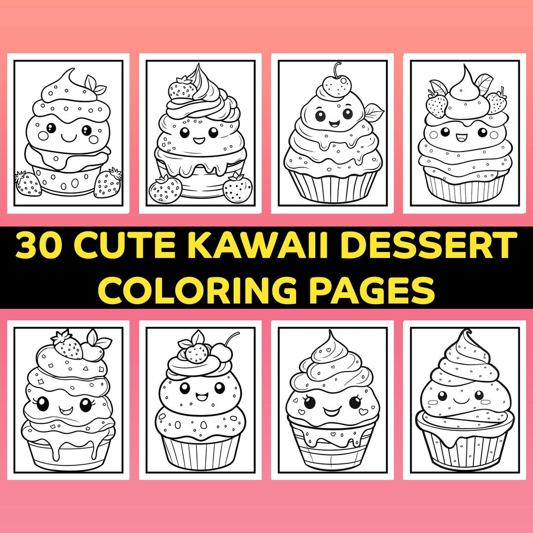 Cute Kawaii Dessert Coloring Book Digital Download Kawaii Coloring ...