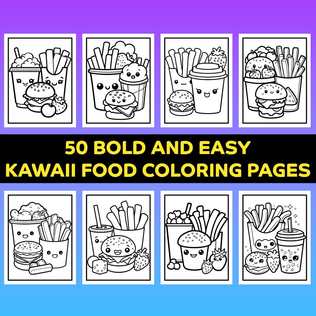 Bold and Easy Kawaii Food Coloring Book Digital Download Kawaii ...