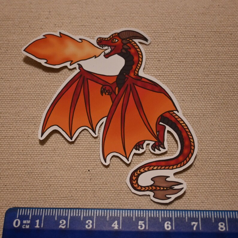 Fire Breathing Dragon Vinyl Sticker - Etsy