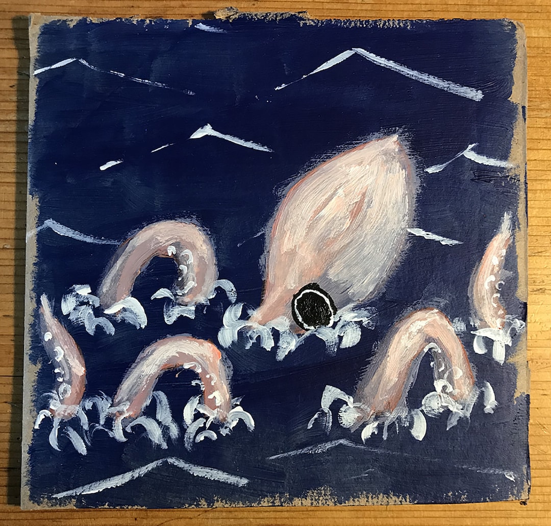 Giant Squid - Seamonster Acrylic Painting - Etsy