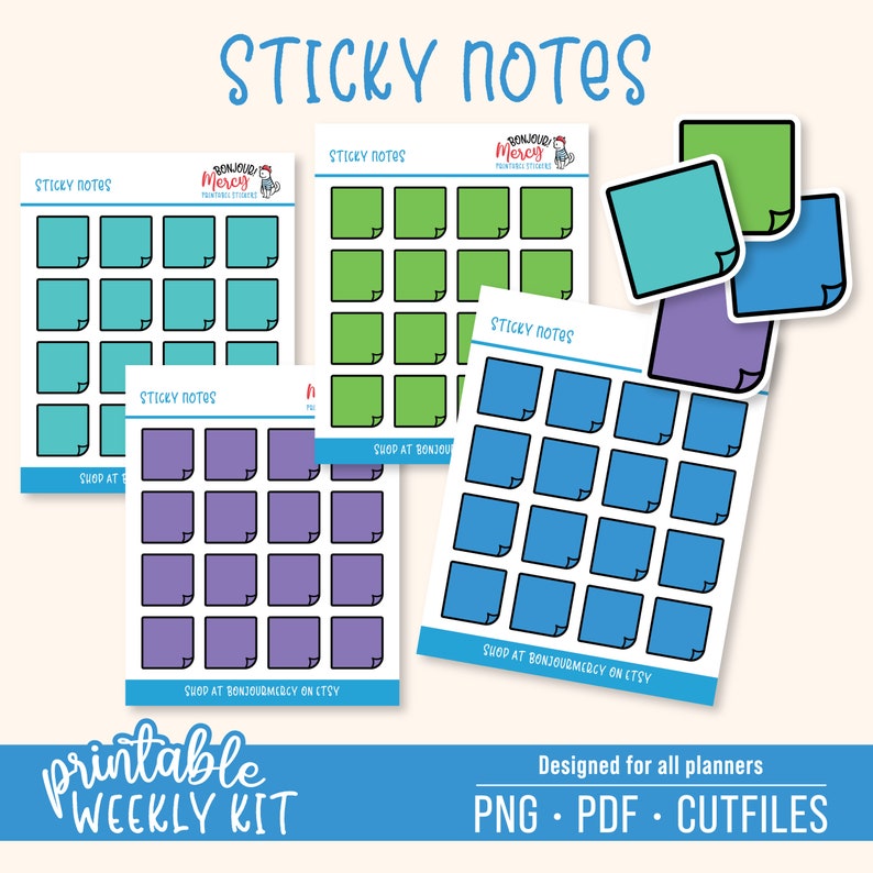 Printable Planner Stickers | Sticky Notes Icons | Note Pad | Main ...