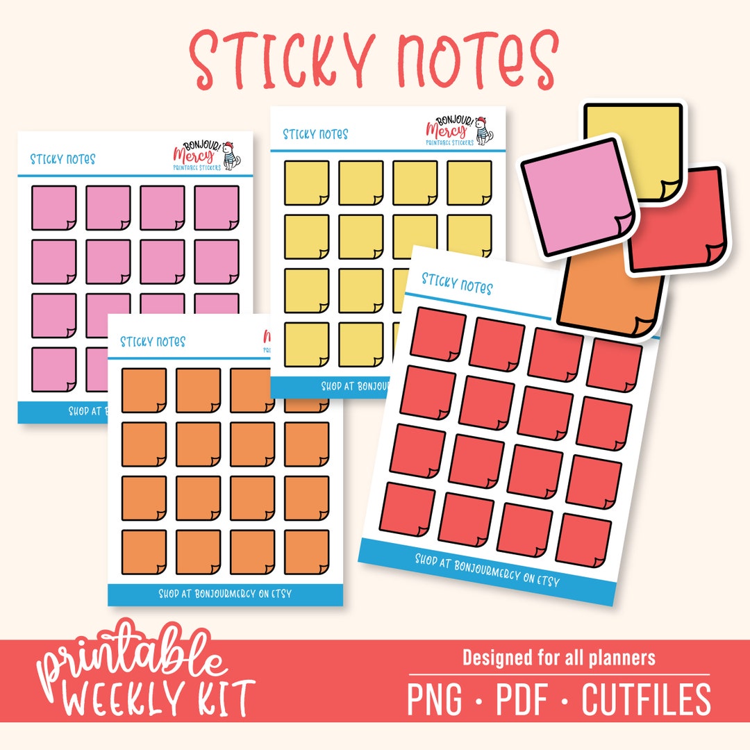Printable Planner Stickers | Sticky Notes Icons | Note Pad | Main ...