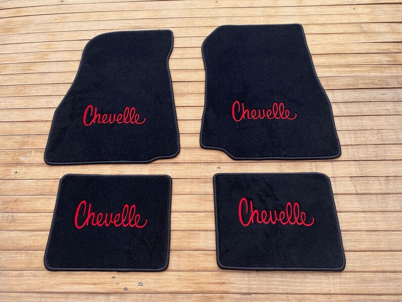 For Chevy Chevelle SS Floor Mats Carpet Black Red Embroidered Letter ...
