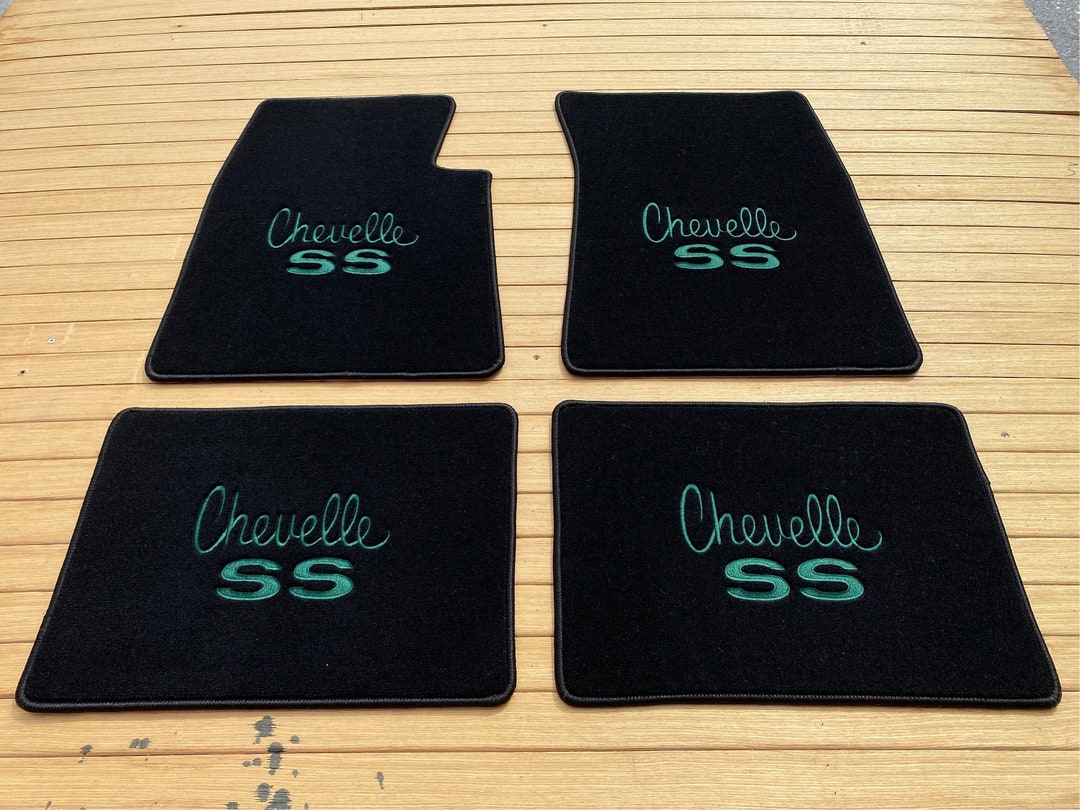 For Chevy Chevelle SS Floor Mats Carpet Black Embroidered Green Letter ...